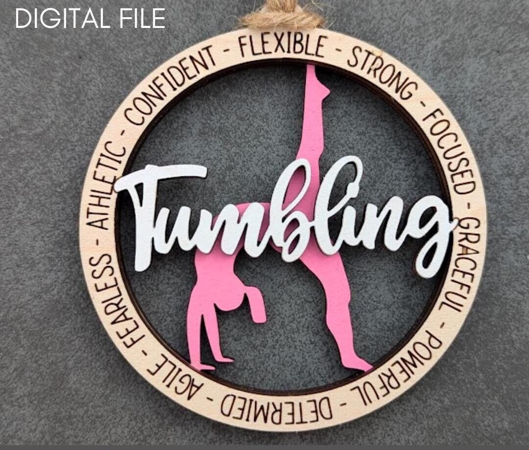 Tumbling Svg, Gift for Gymnast DIGITAL FILE - Double Layered Ornament ...