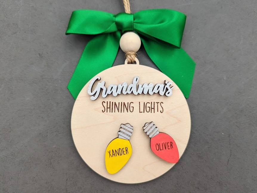 Grandma Ornament Svg, Grandma's Shining Lights, Grandchildren Ornament ...