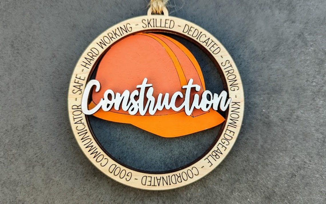 Construction Svg Ornament File Construction Worker Svg Car | Etsy