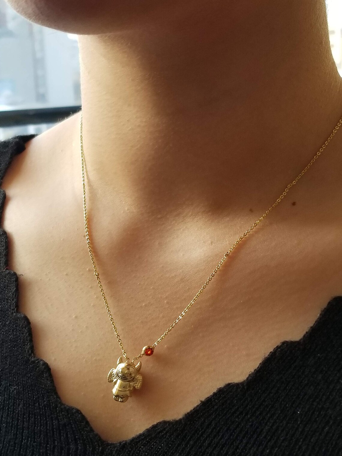 Gold plated silver cute devil pendant | Etsy