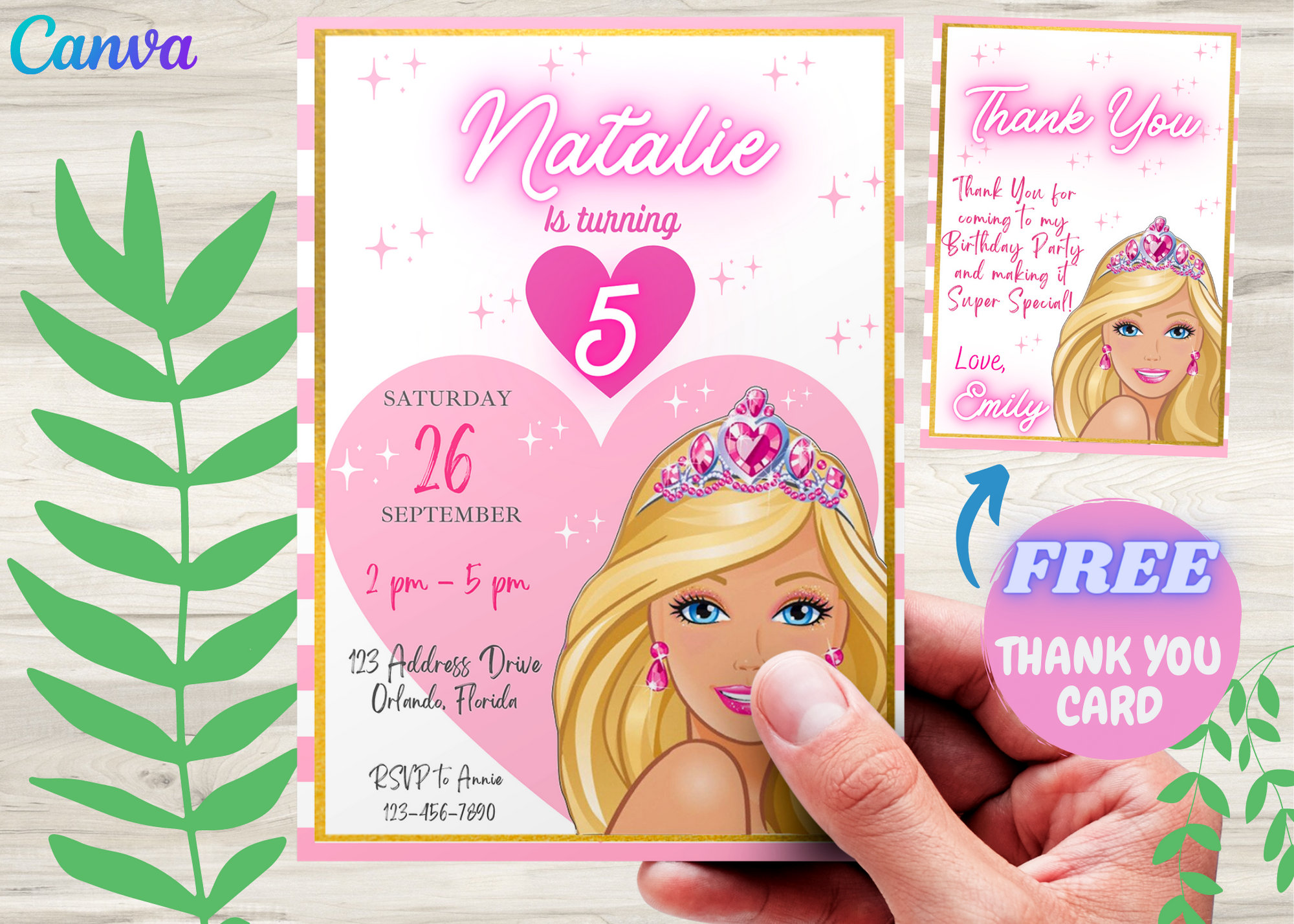 Barbie Birthday Invitation Card Template B-20 | canoeracing.org.uk