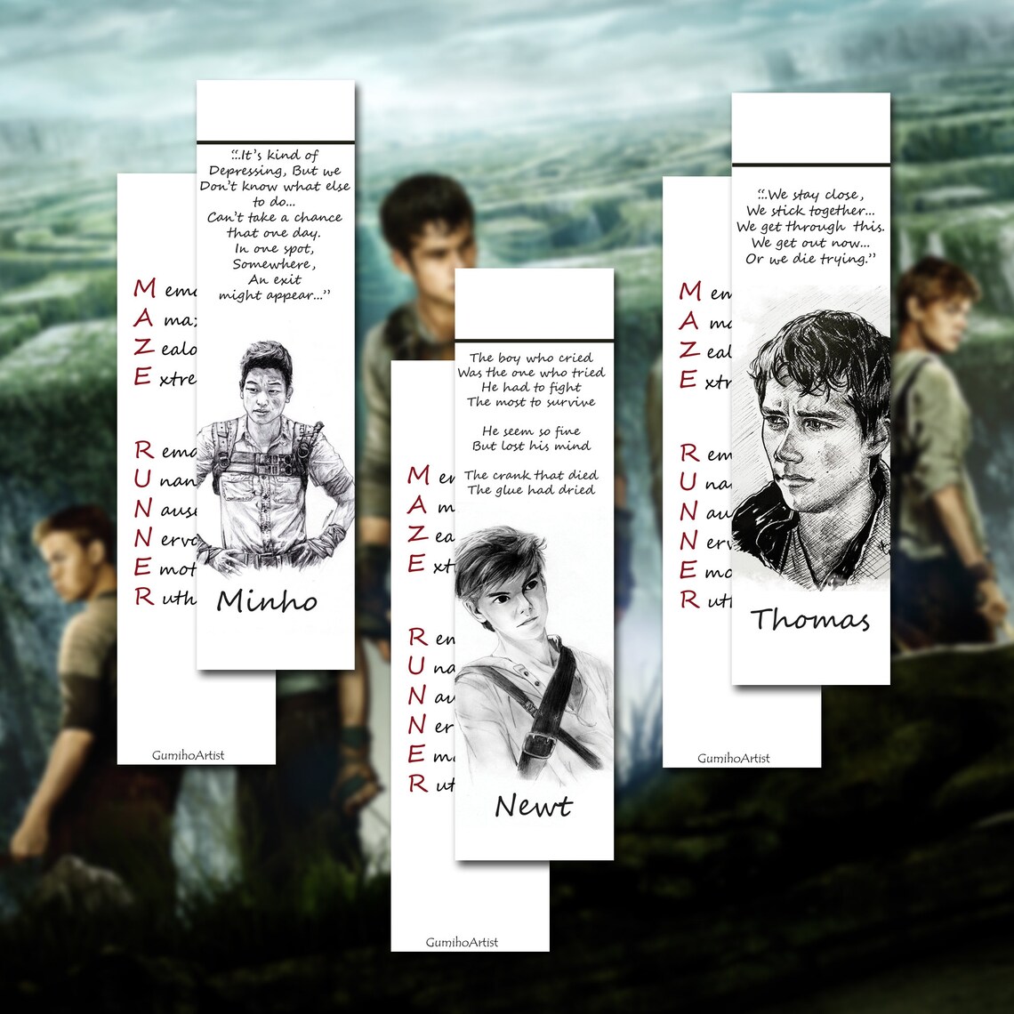 The maze runner Handmade bookmark Book marks Thomas Newt | Etsy