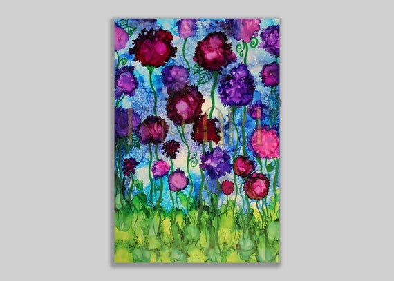 Flower Alcohol Ink Wall Art Handmade Customisable - Etsy