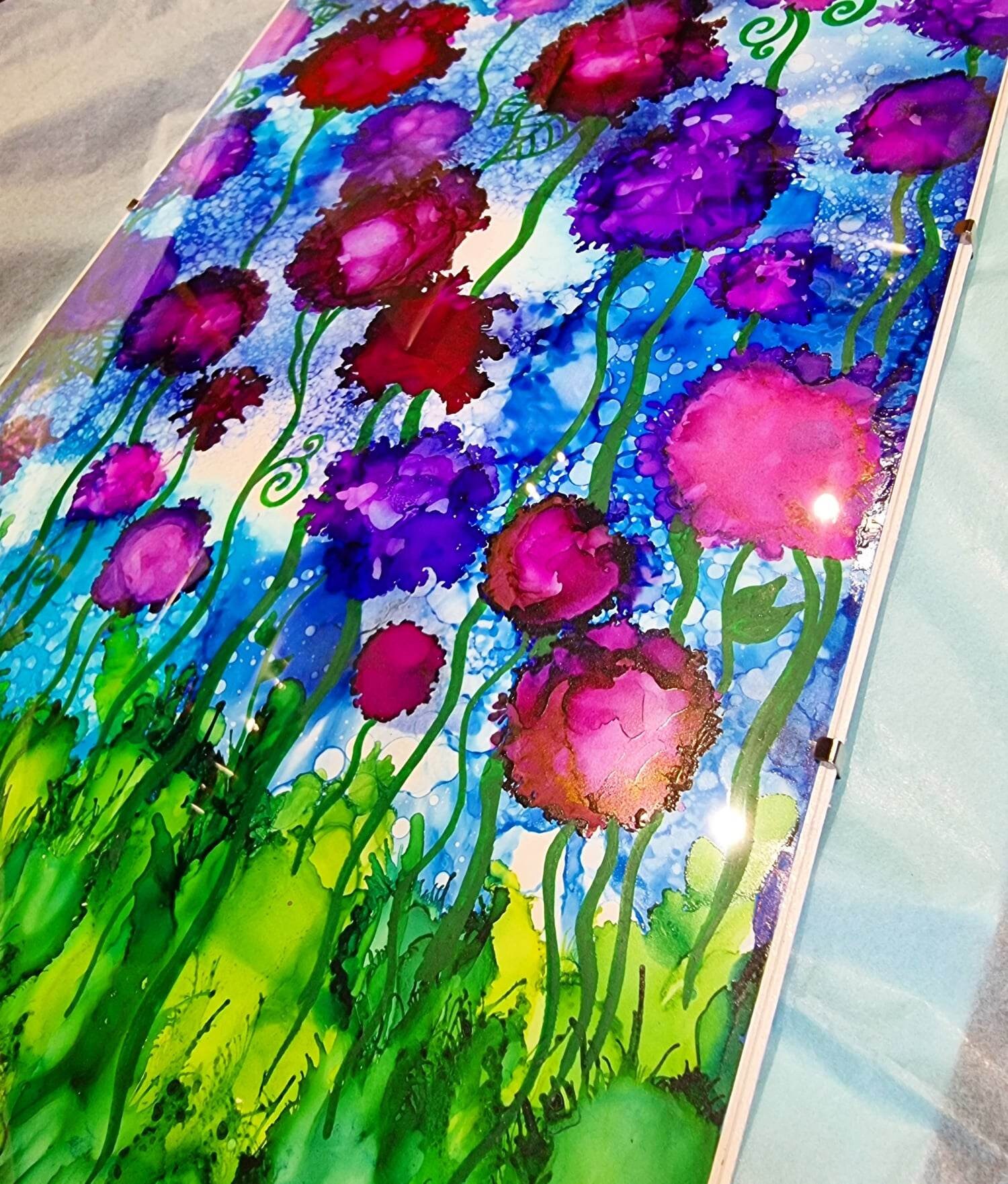 Flower Alcohol Ink Wall Art Handmade Customisable - Etsy