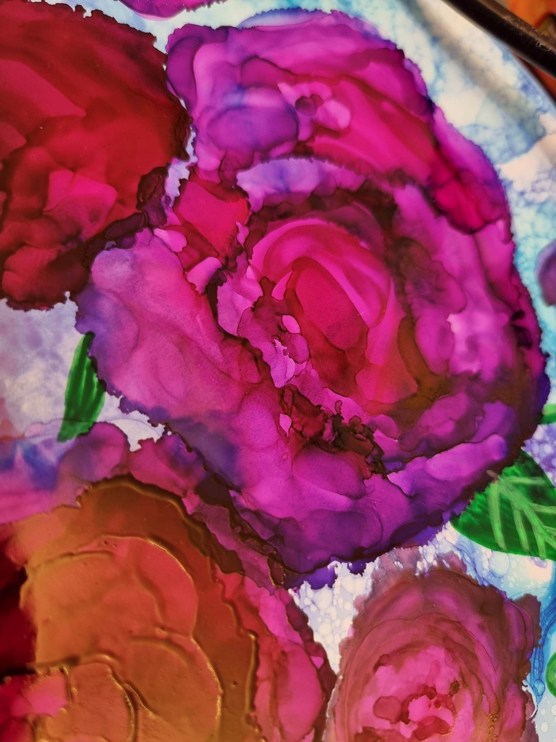 Flower Alcohol Ink Wall Art Handmade Customisable - Etsy