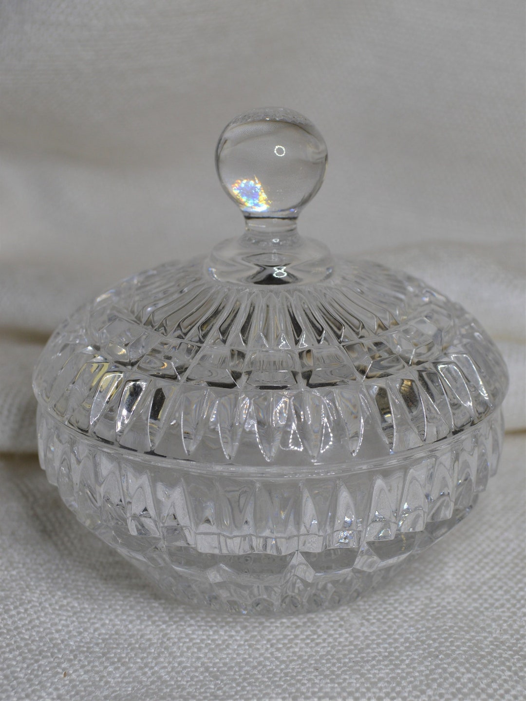 Mid Century Pressed Etched-cut Glass Candy Dish - Etsy