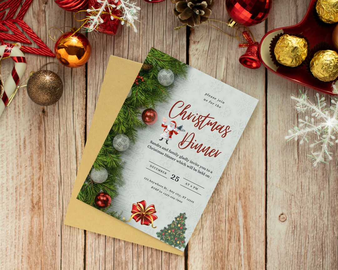 Editable Christmas Dinner Invitation Editable Invitation Etsy