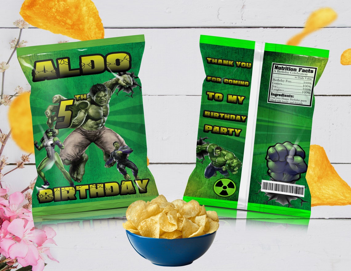 Hulk Chip Bag Label Hulk Snack Label Hulk Favor Bag Hulk - Etsy España