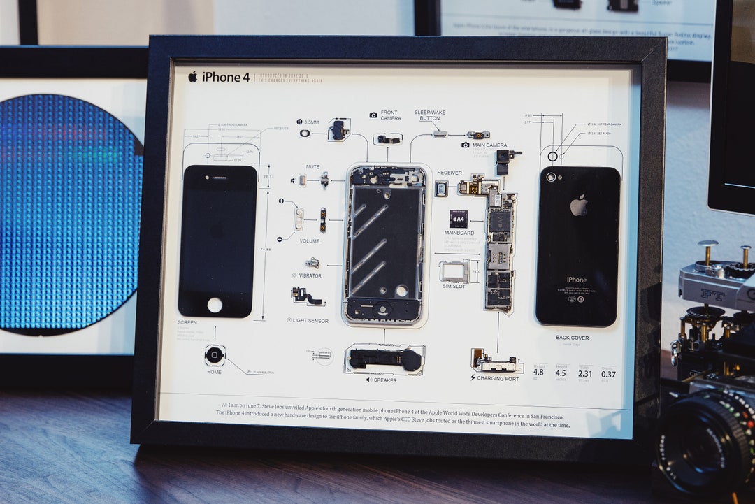 Disassembled iPhone Art With Frame, Disassemble Art, Framed iPhone 4 ...