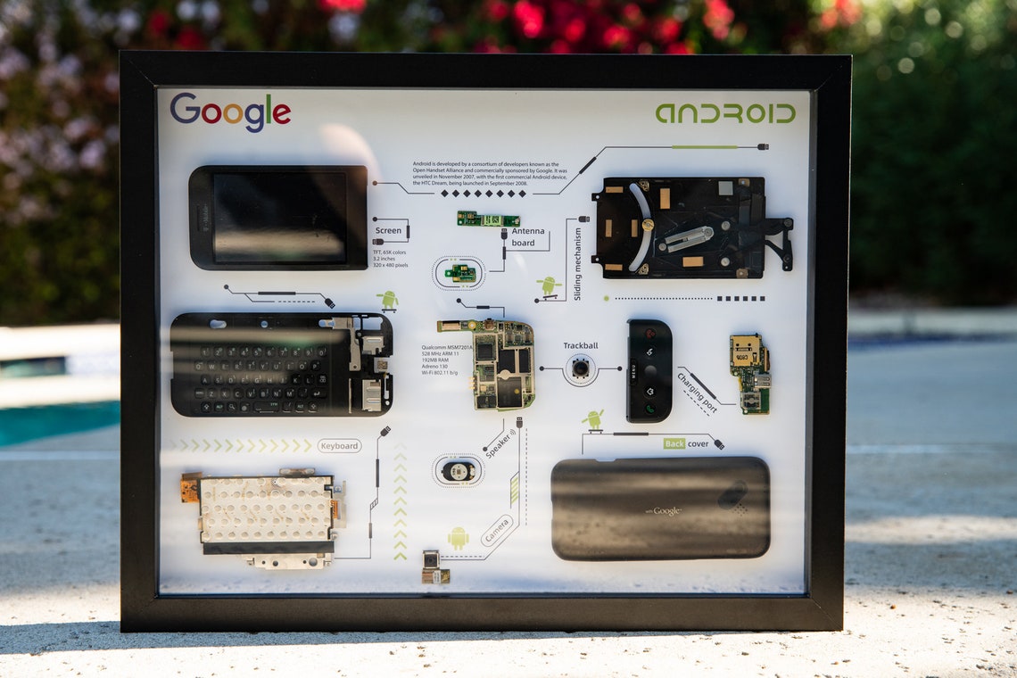 Disassembled Phone Art With Frame, Disassemble HTC Dream G1, Framed Htc ...