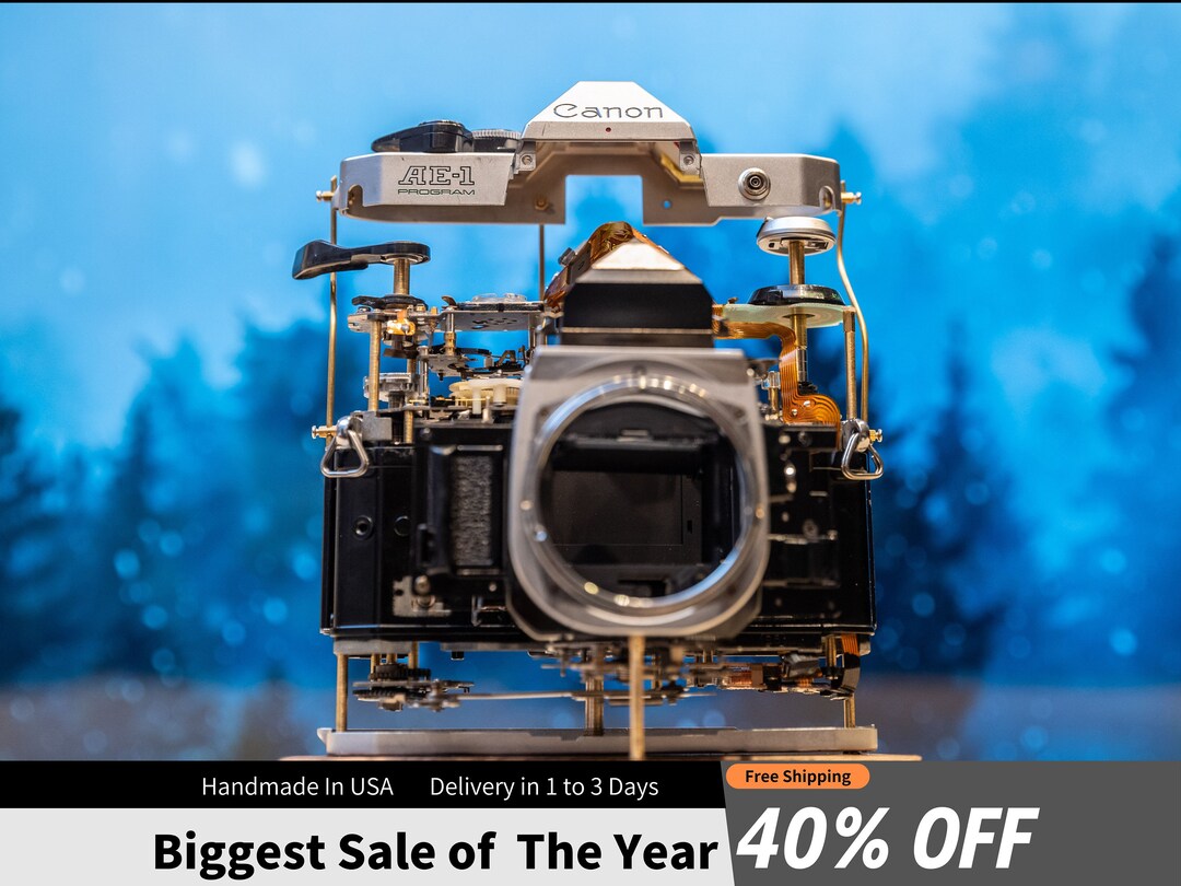 Disassembled Mechanical Film Camera, Deconstructed Canon AE-1 Canon FT ...
