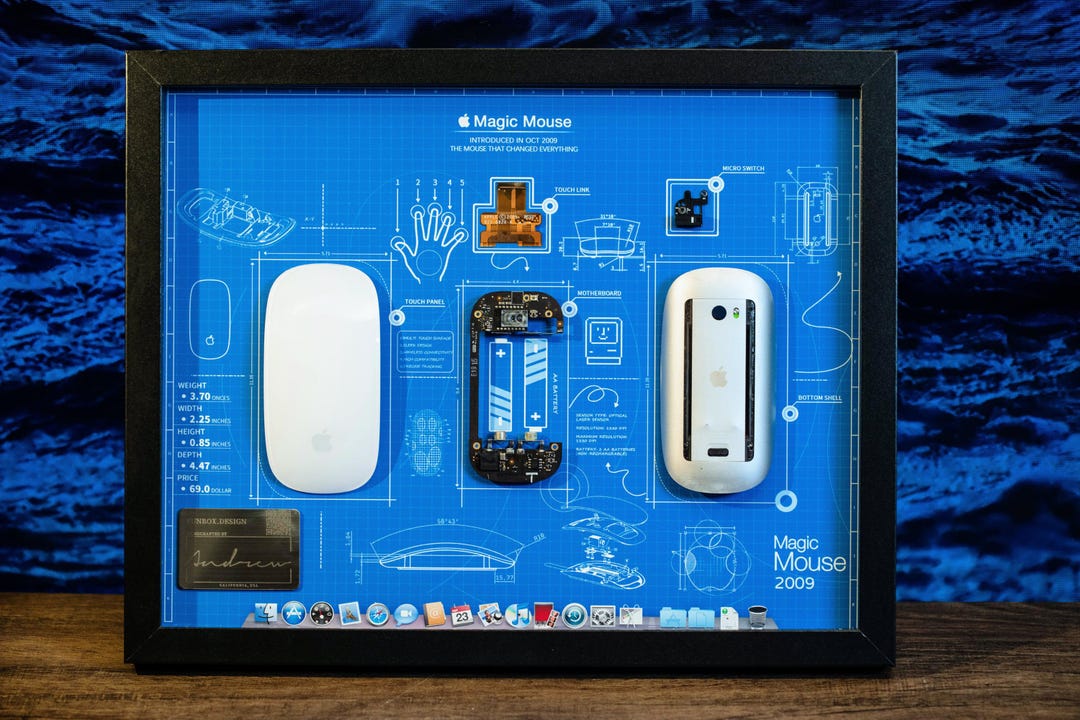 Apple Magic Mouse 1 Teardown Art, Shadow Box Display, Apple Fan ...