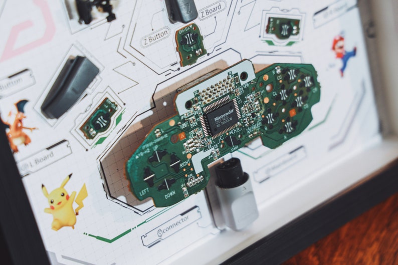 Disassembled Nintendo N64 Controller, Disassemble Game Art, Frame Wall ...