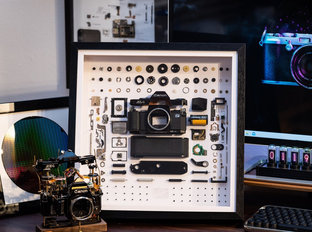 Disassembled Canon Nikon Pentax Camera With Frame, Deconstructed Camera ...