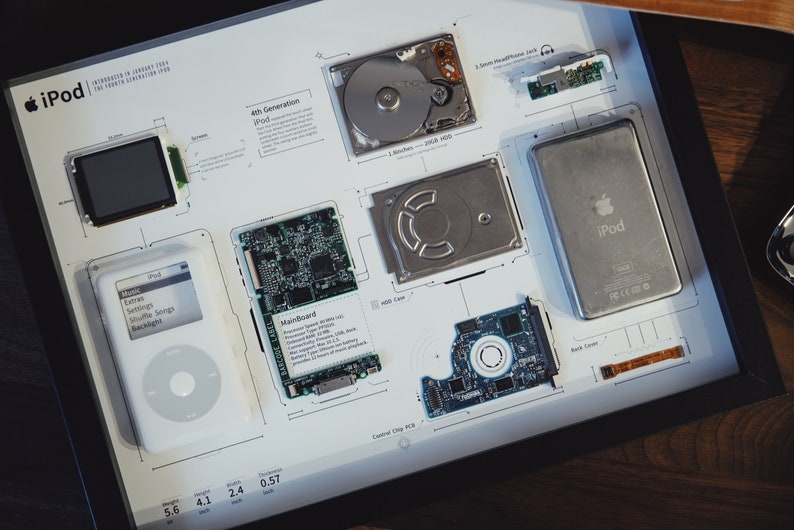 Disassembled Ipod Classic Art With Frame Deconstructed Ipod - Etsy