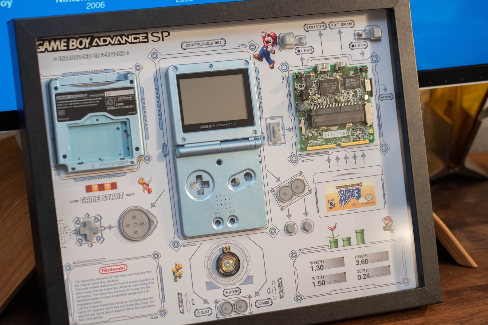Disassembled Gameboy Advance SP Art With Frame, Disassemble GBA SP ...