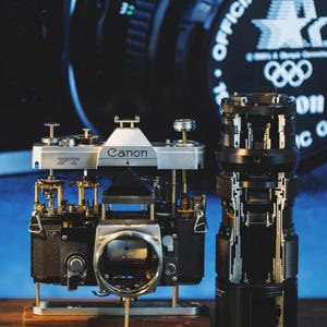 Disassembled Mechanical Film Camera, Deconstructed Canon AE-1 Canon FT ...