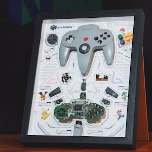 Disassembled Nintendo N64 Controller, Disassemble Game Art, Frame Wall ...