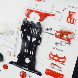 Disassembled Mini 4WD Frame Art Mini 4WD Teardown Japanese - Etsy
