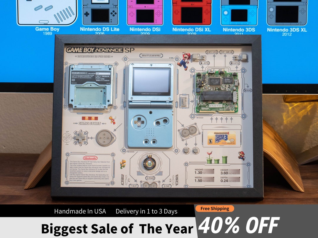 Disassembled Gameboy Advance SP Art With Frame, Disassemble GBA SP ...