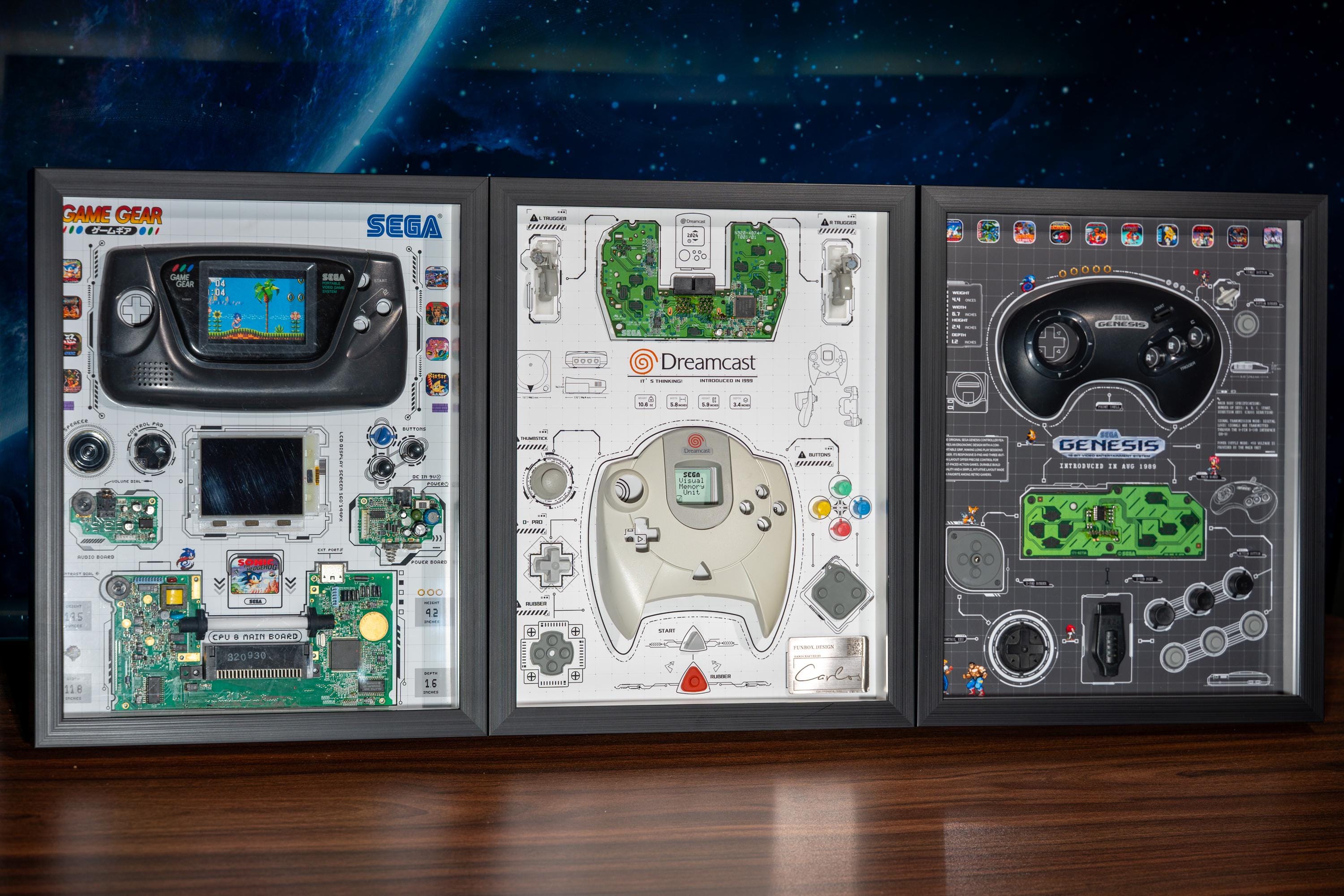 SEGA Console Teardown Art, Dreamcast ,genesis, Game Gear Display, Retro ...