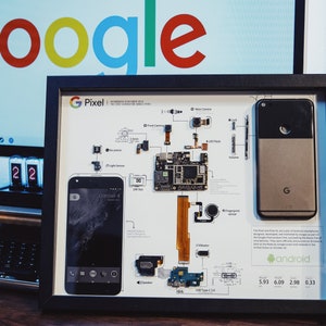 Disassembled Google Pixel 1st Gen, Disassemble Frame Art, Google Pixel ...