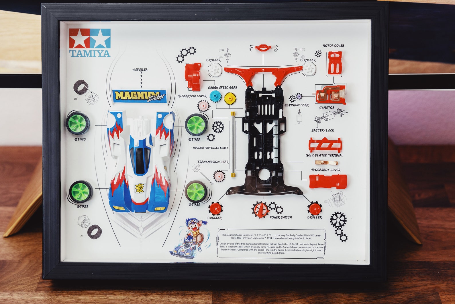 Disassembled Mini 4WD Frame Art, Mini 4WD Teardown, Japanese Manga ...