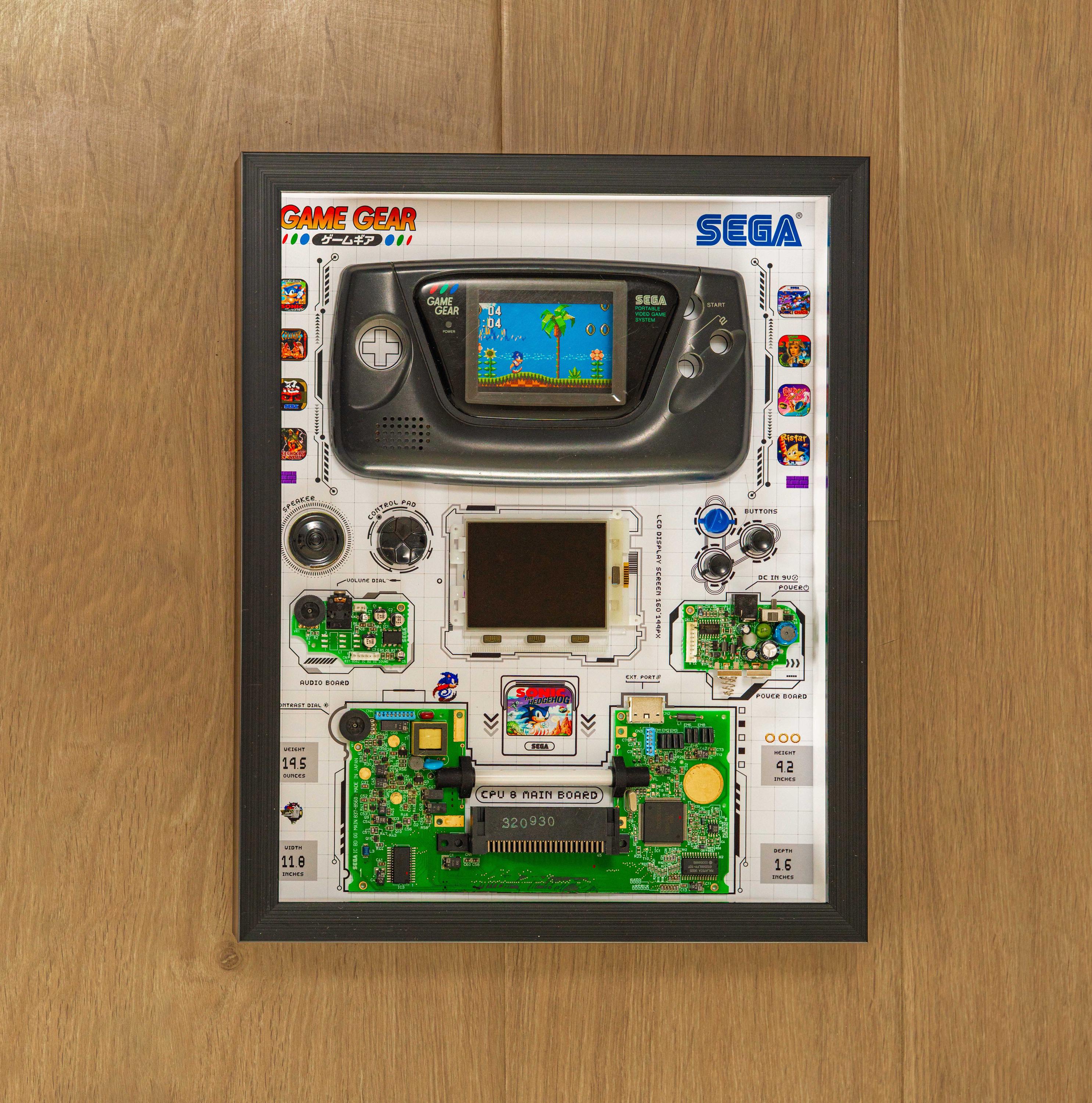 SEGA Game Gear Teardown Art, Retro Handheld Display, Game Console Decor ...