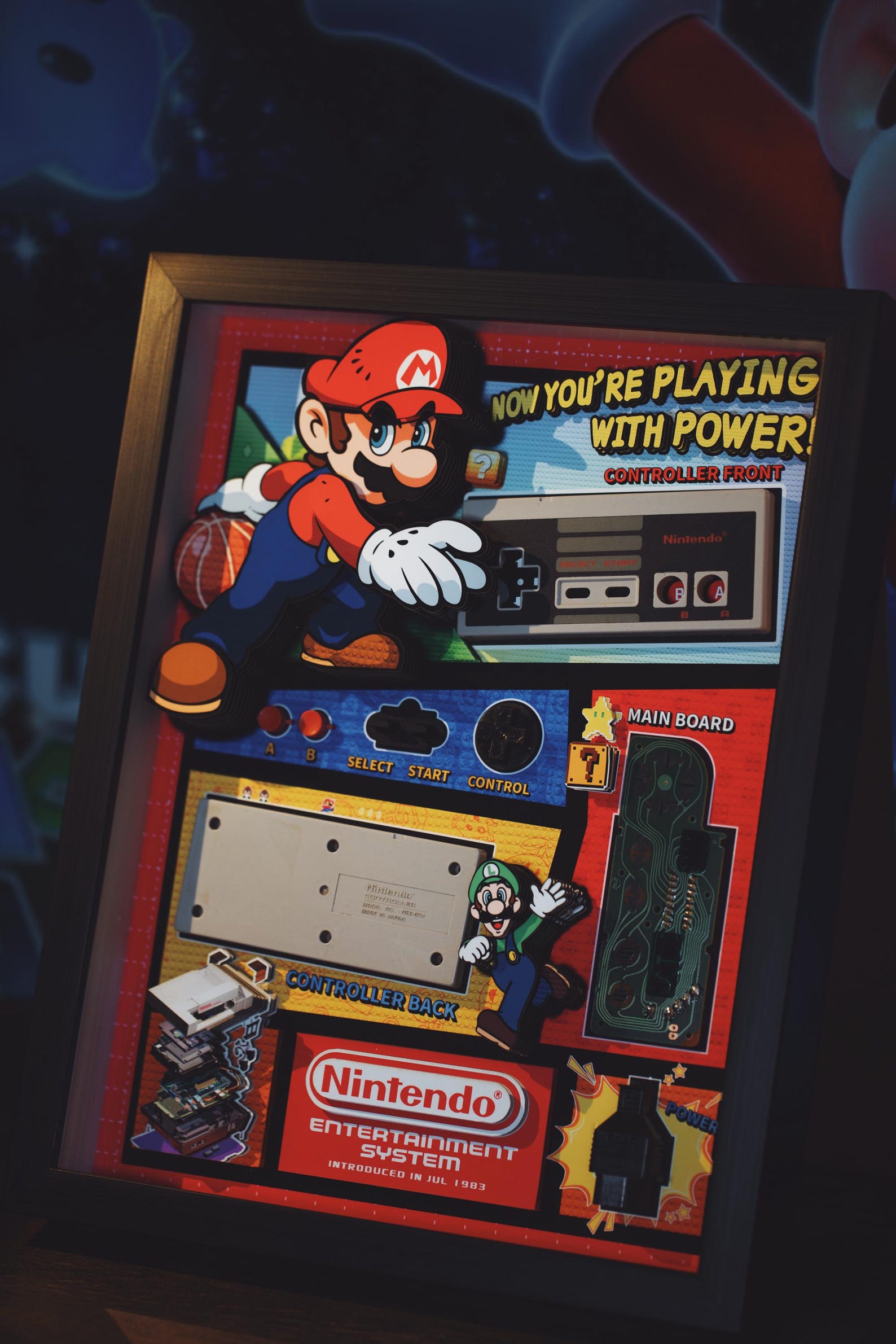 NES Controller Teardown Art, Super Mario Theme, 3D Layered Display ...