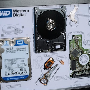Disassembled Hard Drive Disk With Frame, Disassemble Art, Framed Hard ...