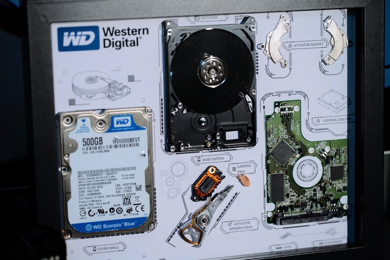 Disassembled Hard Drive Disk With Frame, Disassemble Art, Framed Hard ...