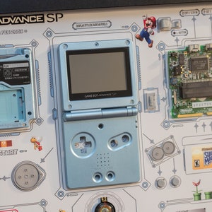 Disassembled Gameboy Advance SP Art With Frame, Disassemble GBA SP ...