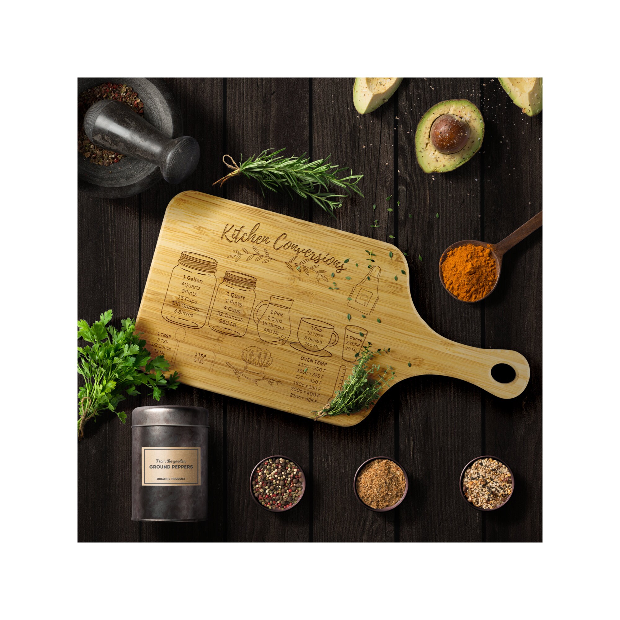 Kitchen Conversion Chart Cutting Board - Etsy