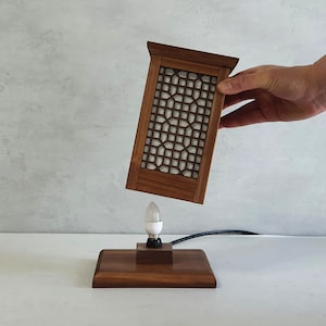 HANJI Paper Small Lamp - Korean Traditional Window Art, Wood Table ...