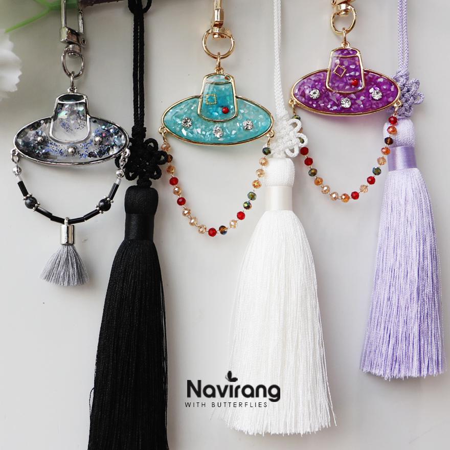 K-pop Gat Hat Norigae Keychain - Traditional Black Hat Charm Handmade ...