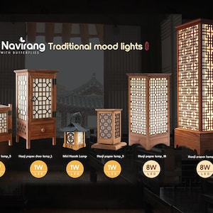 HANJI Paper Door Lamp - Korean Traditional Window Art, Mood Light ...