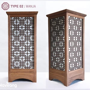 HANJI Paper Lamp - Korean Traditional Window Art, Wood Table Night ...