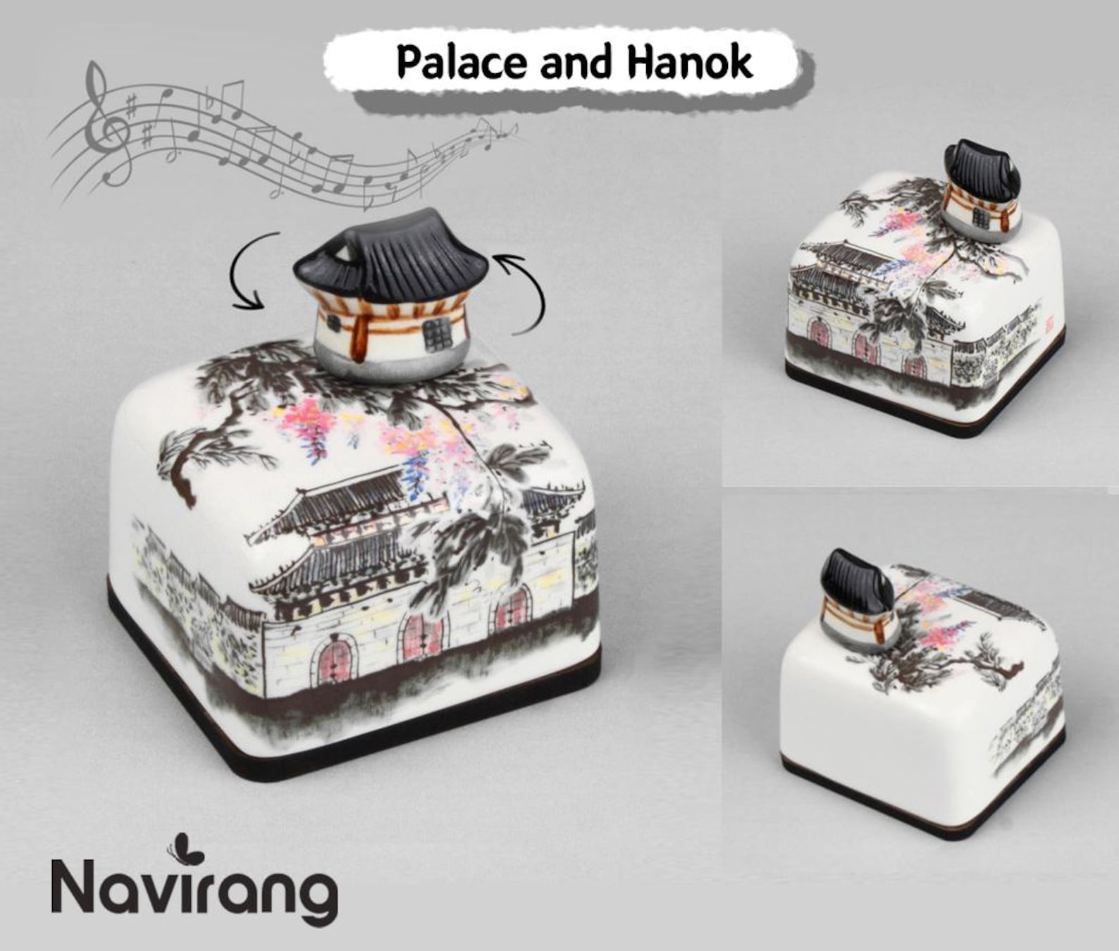 Ceramic Music Box - Moony Orgel, Korean Traditional Tiger and Bird ...
