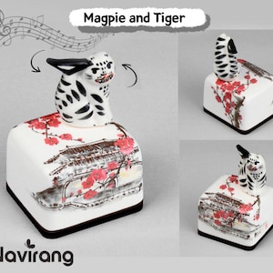 Ceramic Music Box - Moony Orgel, Korean Traditional Tiger and Bird ...