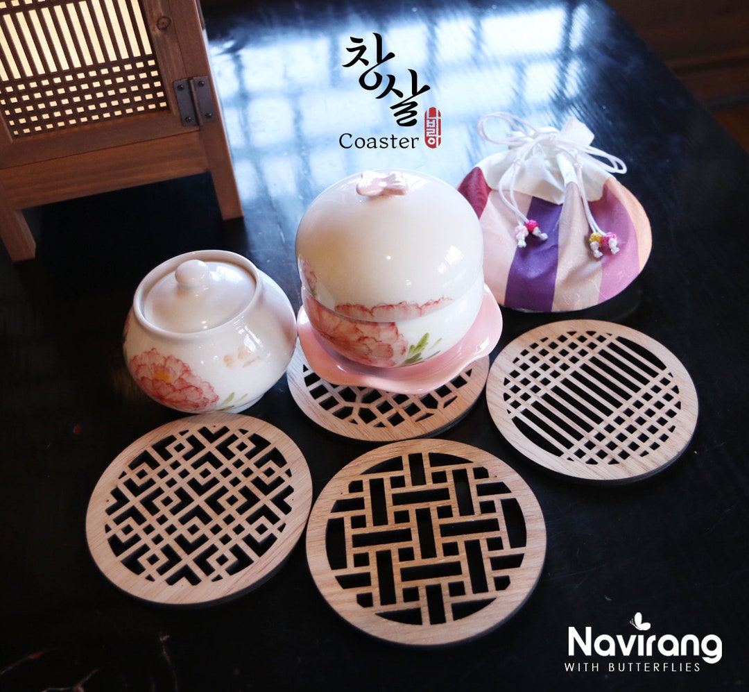 Buy 1, Get 50% off / Laser Cut Wood Coasters / Korean Traditional ...