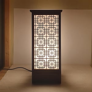 HANJI Paper Lamp - Korean Traditional Window Art, Wood Table Night ...