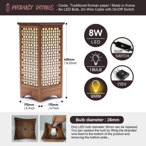 HANJI Paper Lamp - Korean Traditional Window Art, Wood Table Night ...