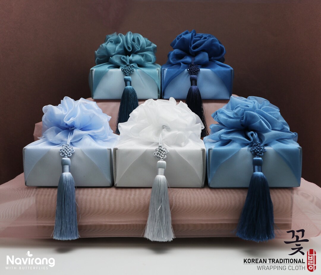 Flower Bojagi 5 Set Korean Tradition Wrapping Cloth, Premiumhigh Quality Handmade Fabric Dohl ...