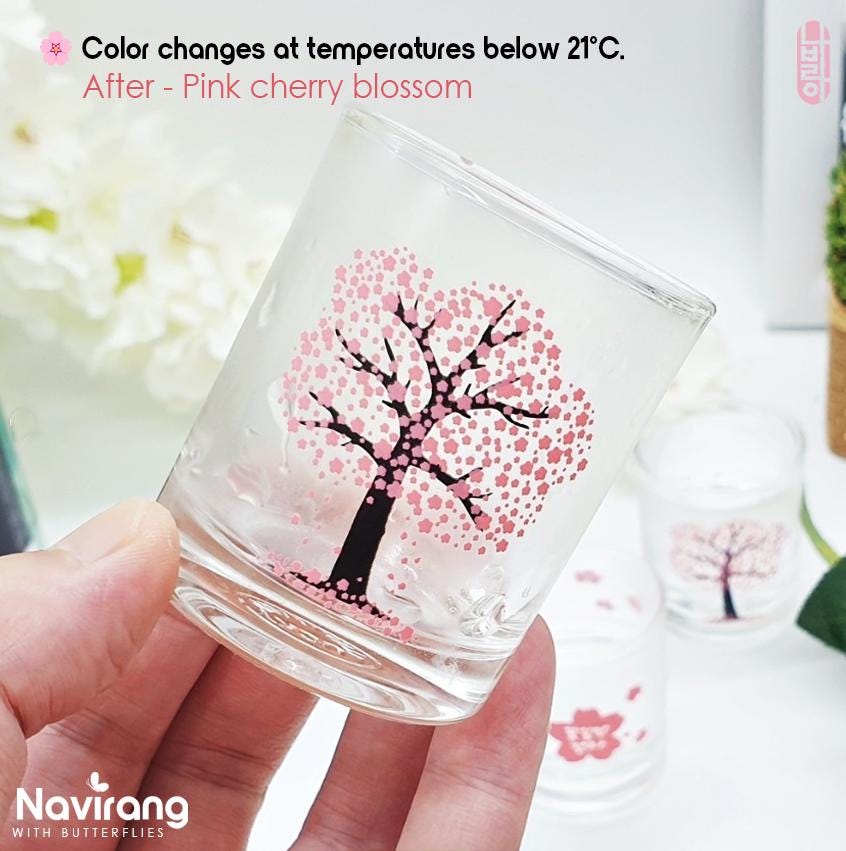 Cherry Blossom Color-changing Glass / 60 Ml, 240 Ml - Korean Soju Shot ...