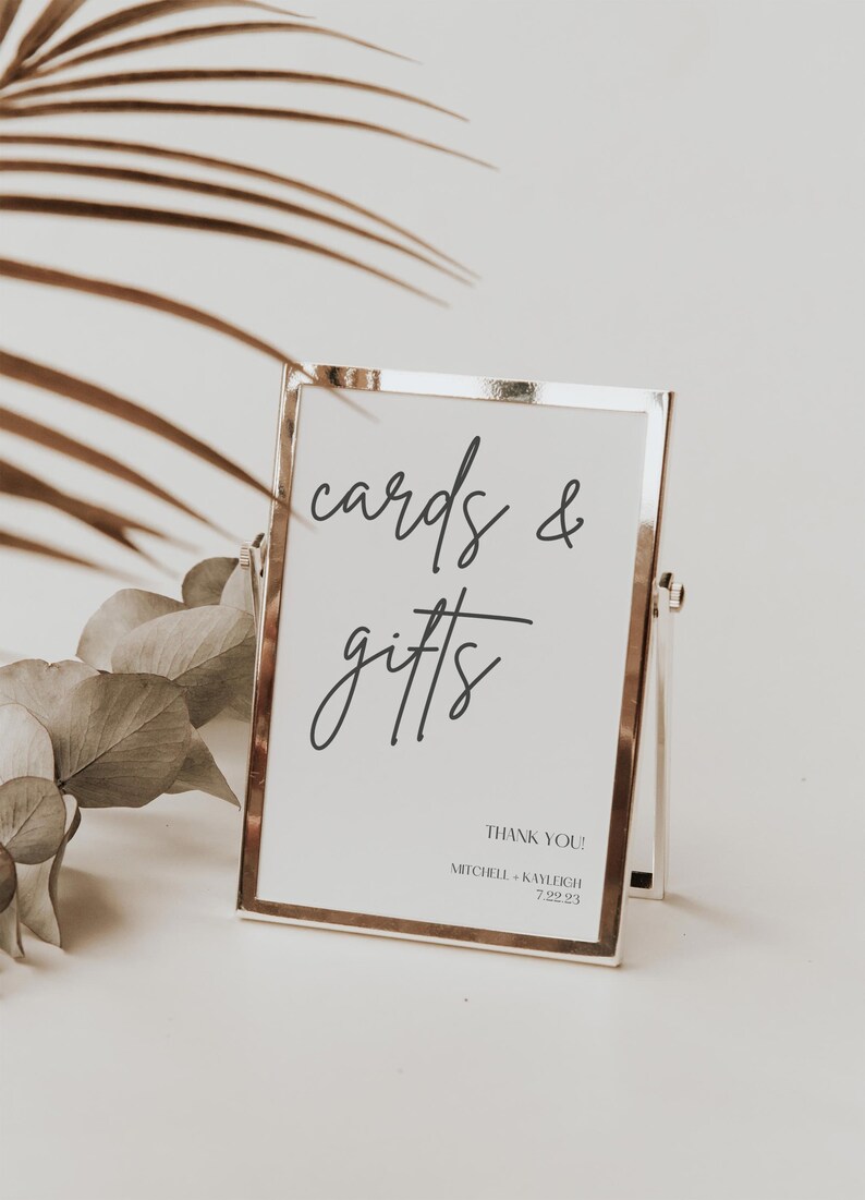 Wedding Cards & Gifts Sign Template, Printable Cards and Gifts Sign, 5 ...