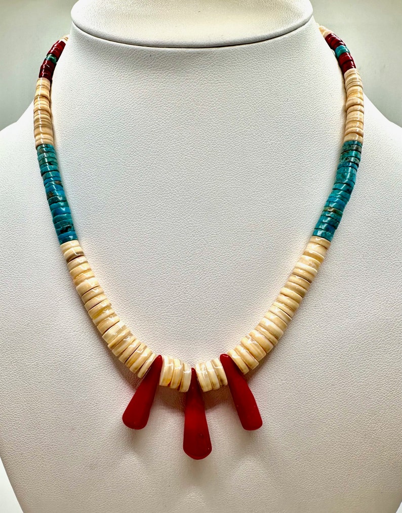 Authentic Native American Shell Necklace With Coral and - Etsy