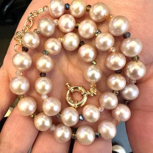 Large Pink Edison Pearl Necklace - Special Occasion Gift for Her - Etsy