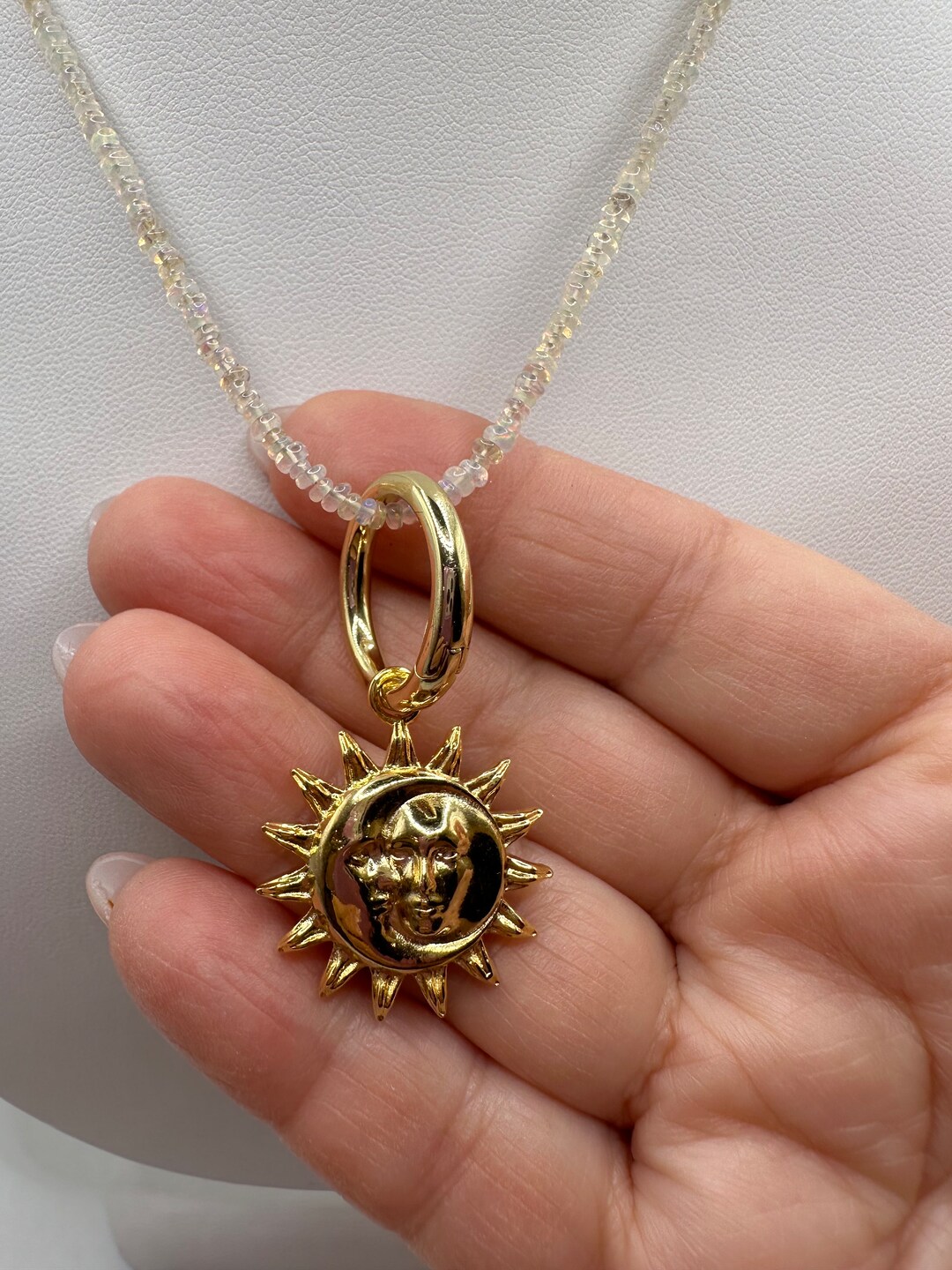 Sun-kissed Ethiopian Fire Opal Beauty: Large Gold Sun Pendant & Opal ...