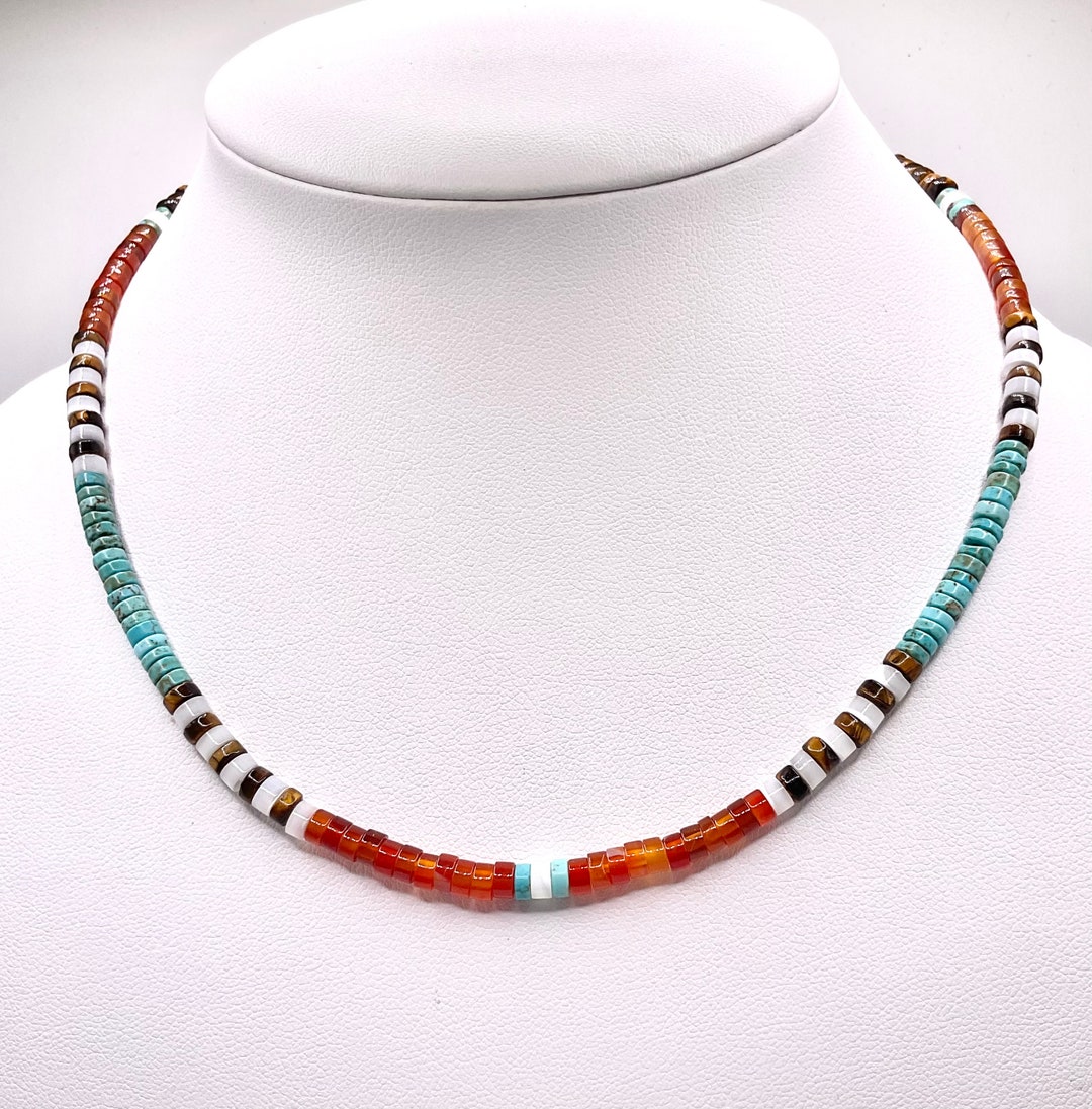 Native American Necklace With Turquoise Heishi Beads Navaho Vibe ...