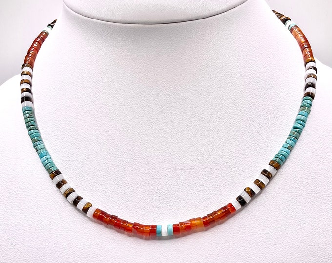 Native American Necklace With Turquoise Heishi Beads Navaho Vibe ...